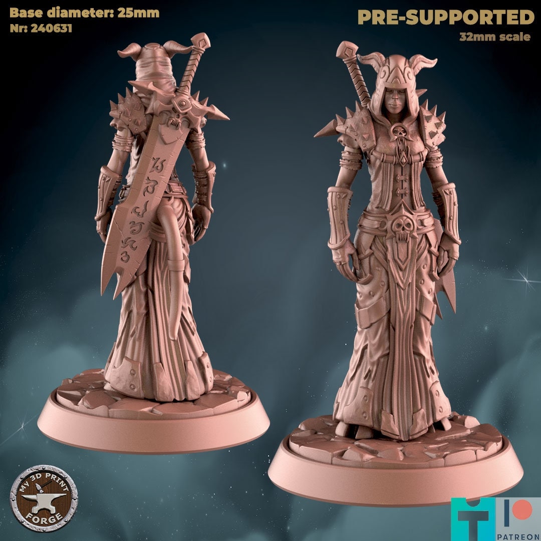 Female Draenei Death Knight 2 Poses Unpainted Miniature - Etsy