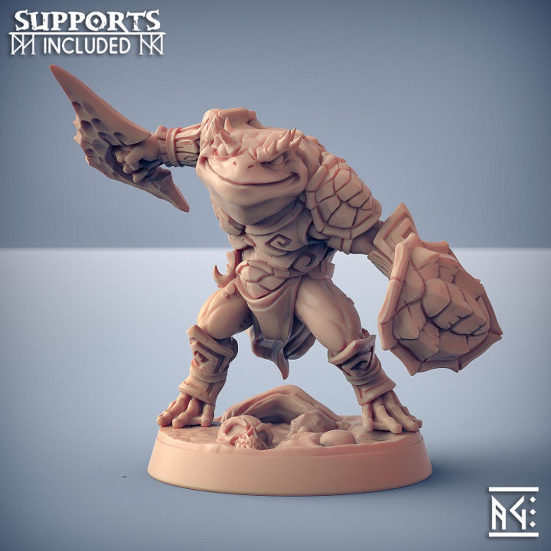 Frogfolk Fighter, Swamp Gurunda Bull Pose E 32mm Scale Unpainted ...