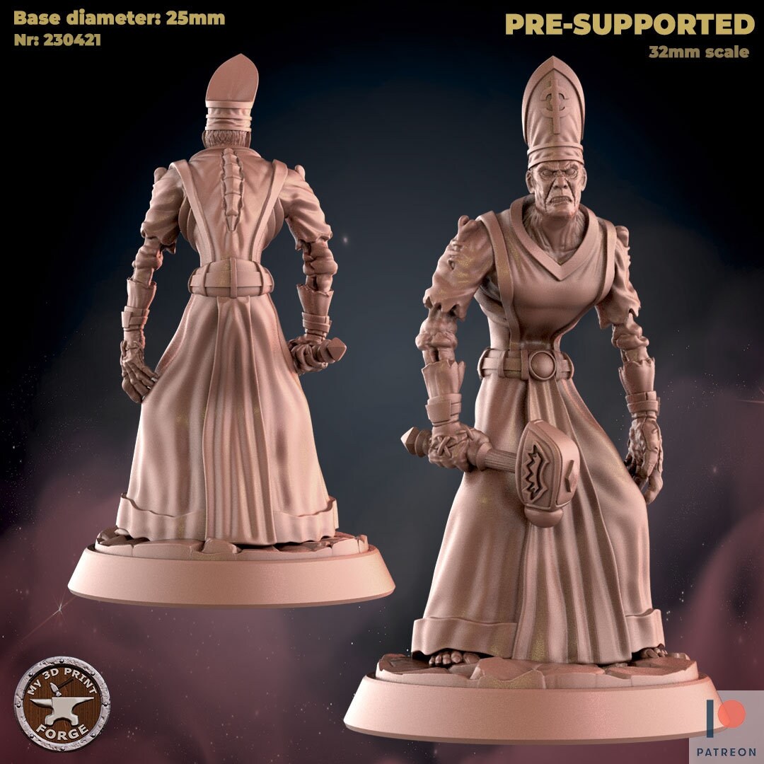 Undead Inquisitor, 2 Poses - 32mm Scale - Unpainted Miniature for Dnd ...