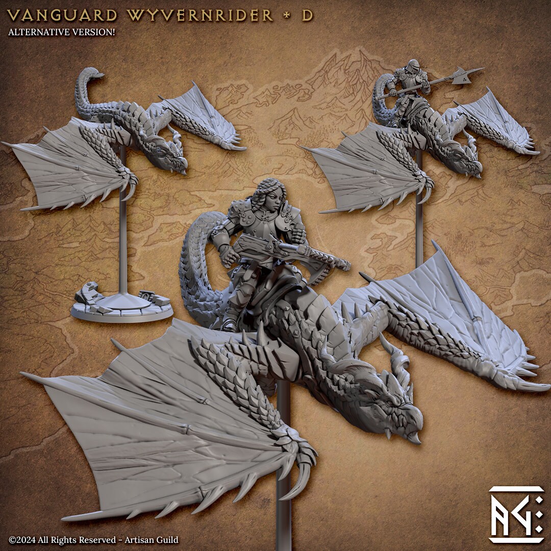 Wyvern Rider Pose D - Vanguard Fighters Guild - 32mm Scale - Unpainted ...