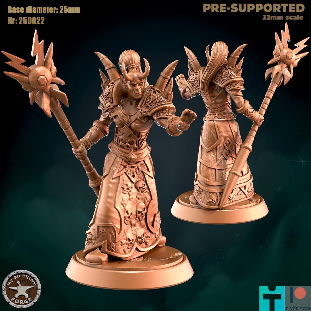 Female Orc Warlock With Bone Armor - Unpainted Miniature - Etsy