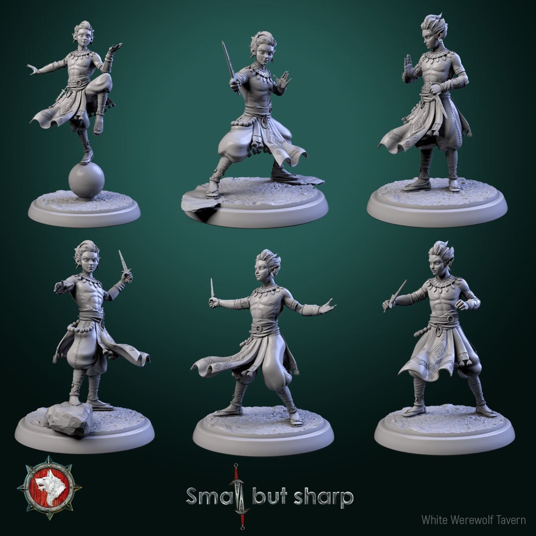 Halfling Monks - 6 Poses - Unpainted Miniature - Etsy
