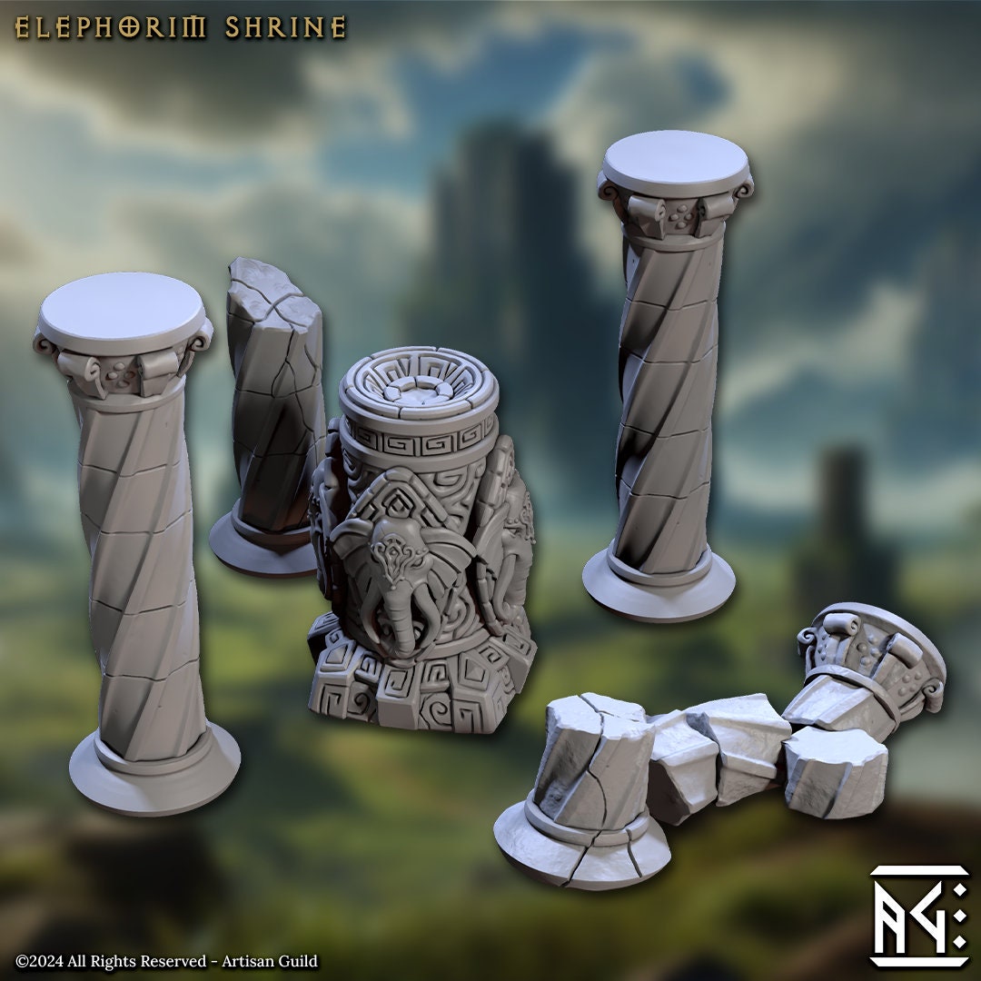Elephorim Shrine - Ivory Sentinels Set - 32mm Scale - Unpainted ...