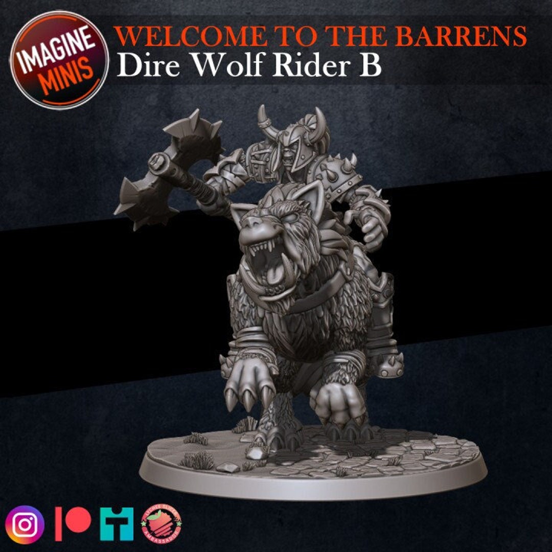 Orc Dire Wolf Rider Pose B Barrens Set Unpainted Miniature - Etsy