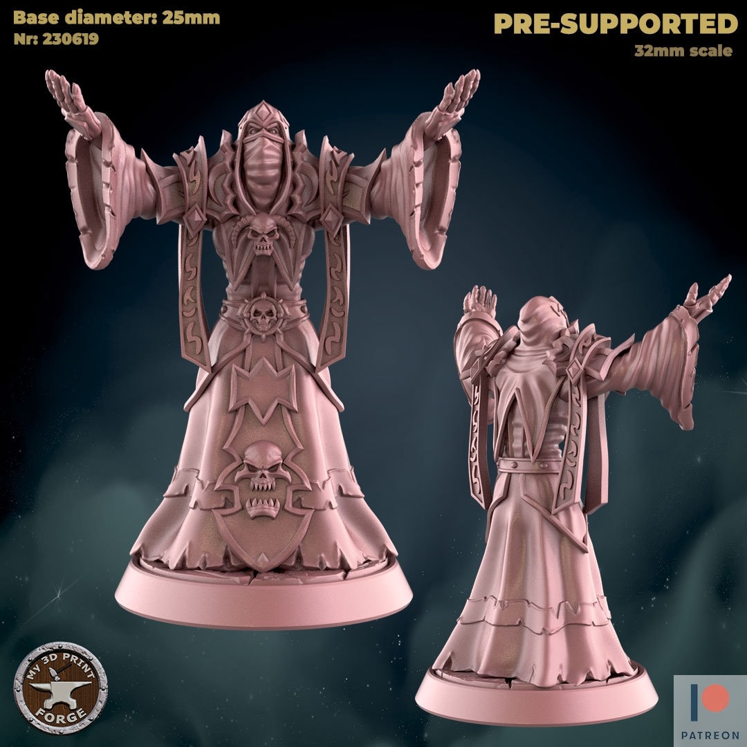 Undead Acolyte, 3 Poses - 32mm Scale - Unpainted Miniature - Etsy