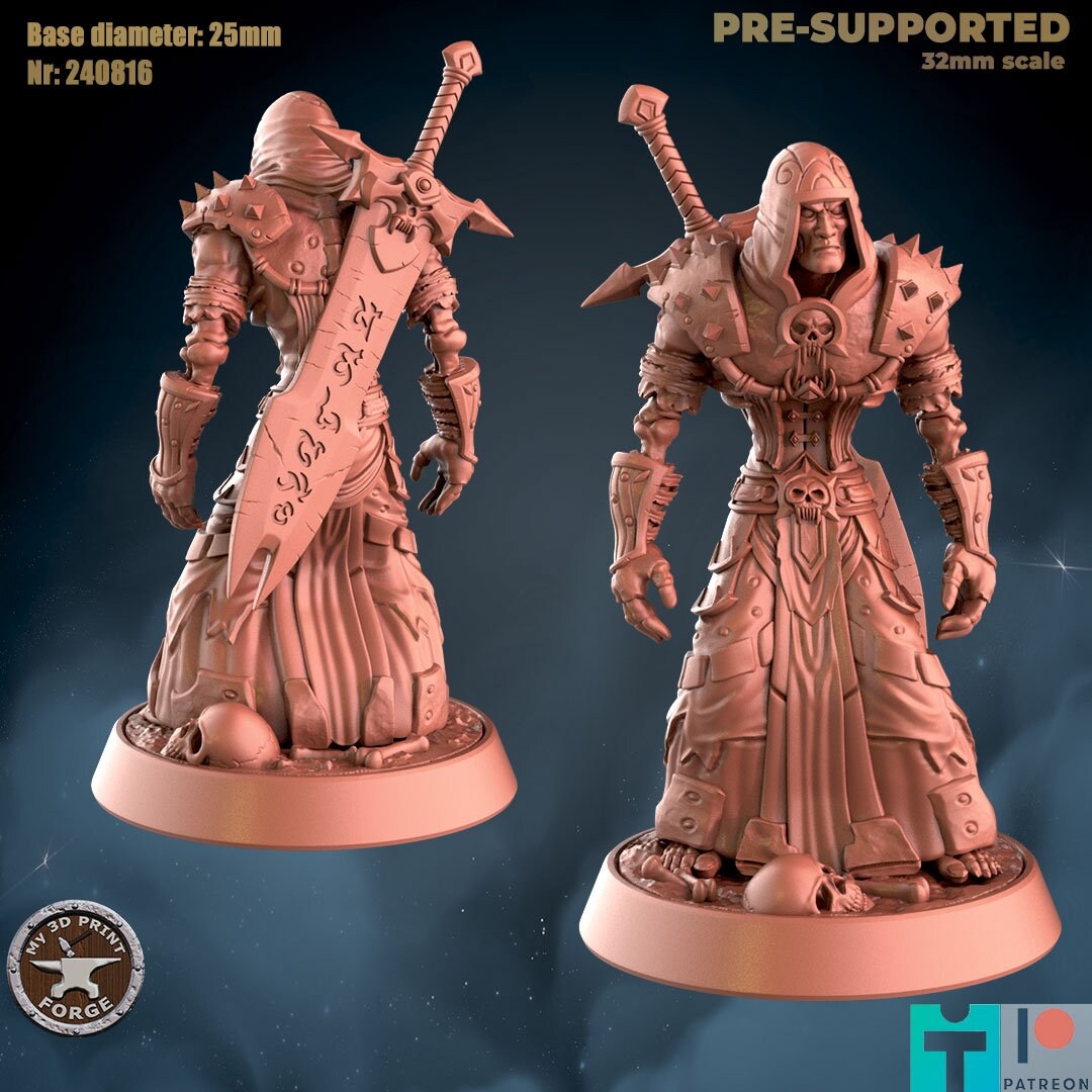 Undead Male Death Knight 2 Poses Unpainted Miniature - Etsy