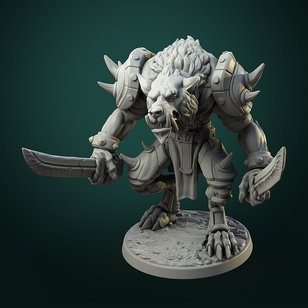 Werewolf Warrior Unpainted Miniature - Etsy