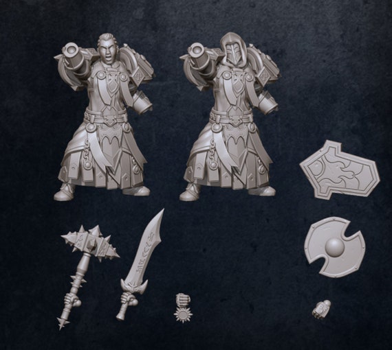 Human Paladin Player Character 3D Printed Miniature | Etsy