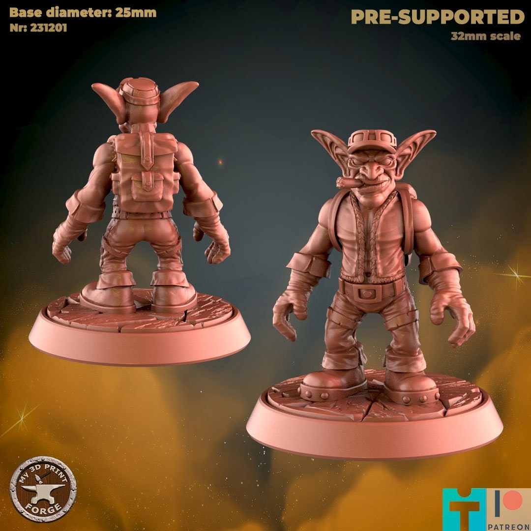 Goblin Mechanic - 3 Poses - 32mm Scale - Unpainted Miniature for Dnd ...