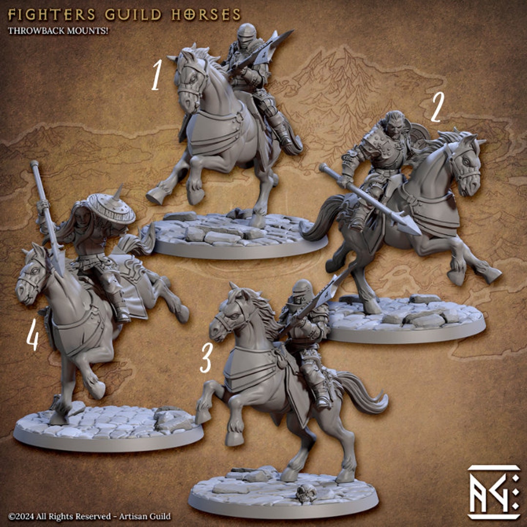 Human Fighters, Mounted - Vanguard Fighters Guild - 32mm Scale ...