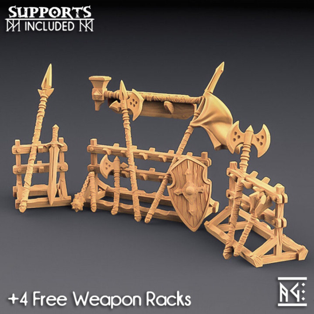 Weapon Rack - Fighters Guild Set - 32mm Scale - Unpainted Miniature for ...