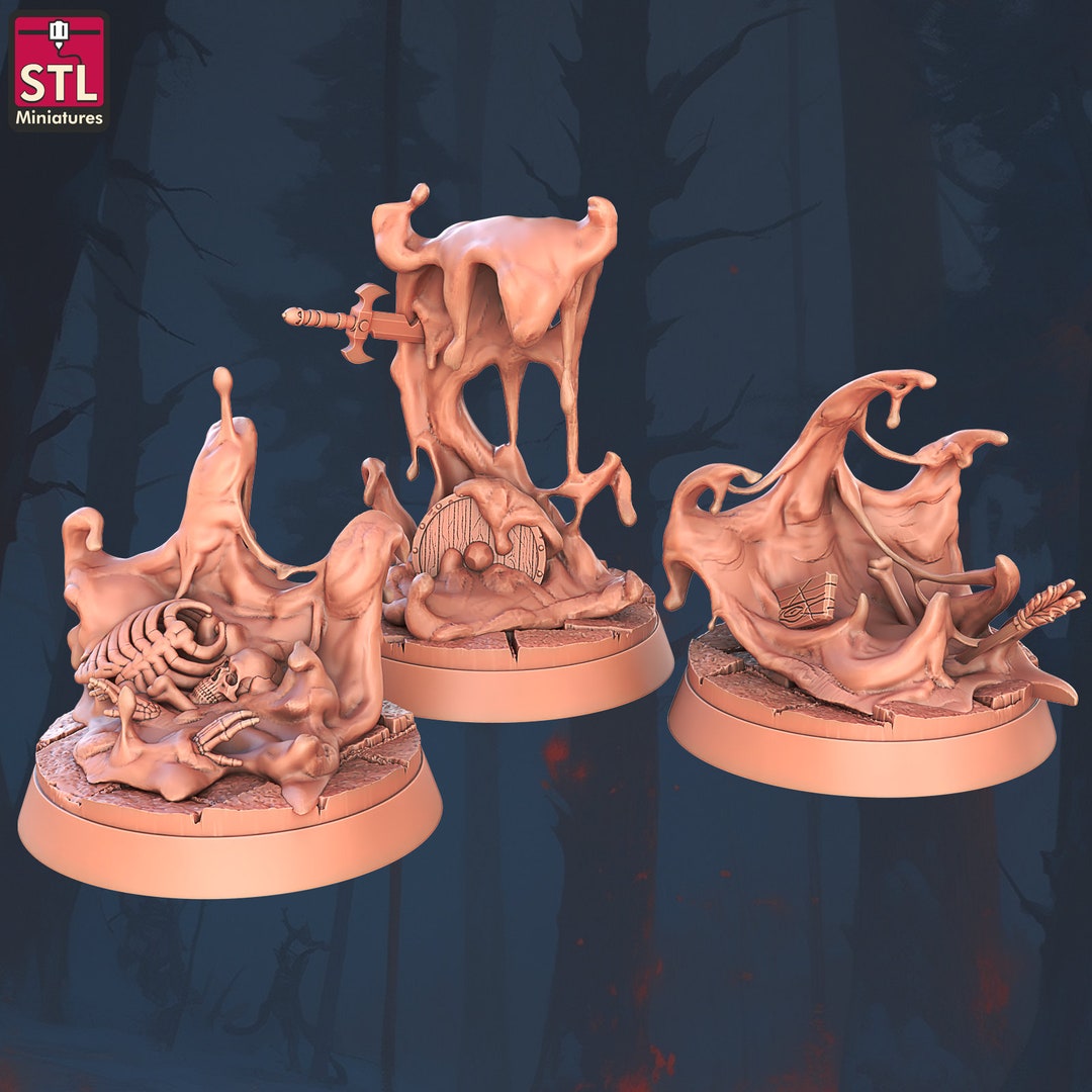 Slime Monsters, Oozes - Unpainted Miniature 32mm Scale - Unpainted ...