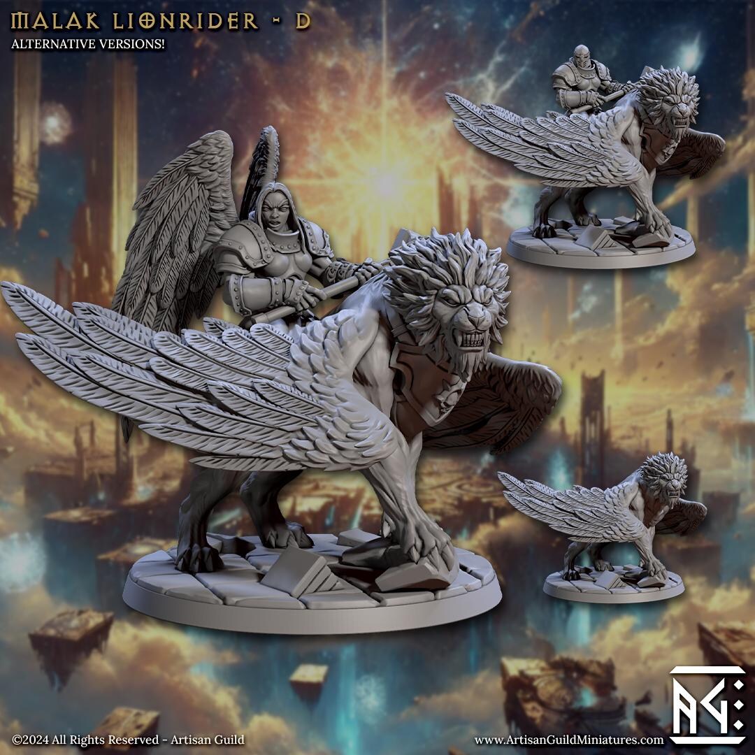 Malakim Lion Rider, Pose D, Wrath of Malakim Set - Unpainted Miniature ...