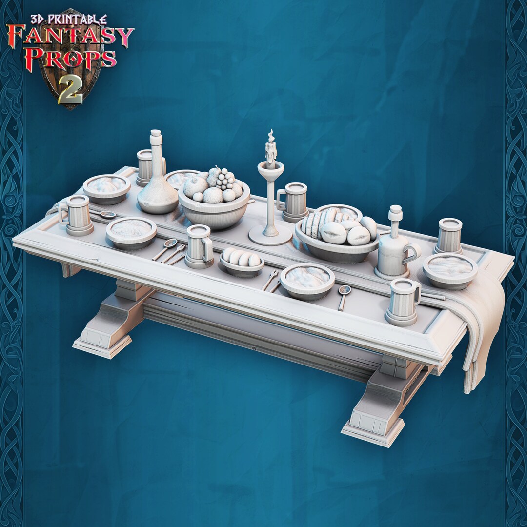 Small Banquet Table - Tavern Set - 32mm Scale - Unpainted Miniature for ...