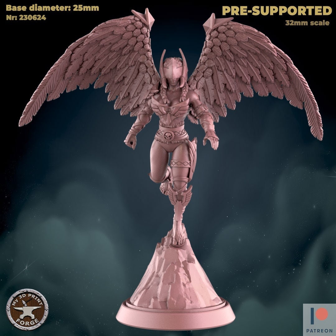 Undead Valkyrie - 2 Poses - 32mm Scale - Unpainted Miniature for Dnd ...