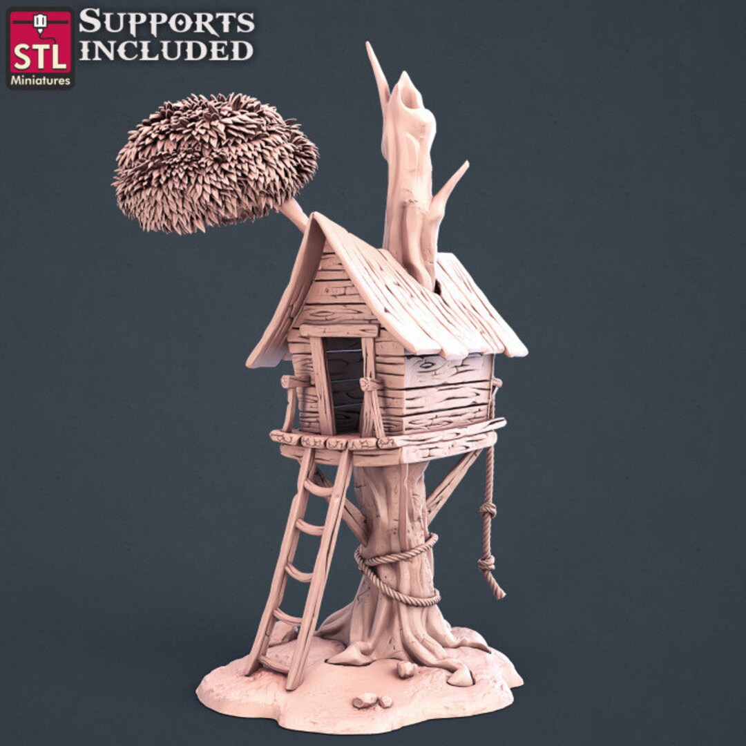 Tree House - Unpainted Miniature - Etsy
