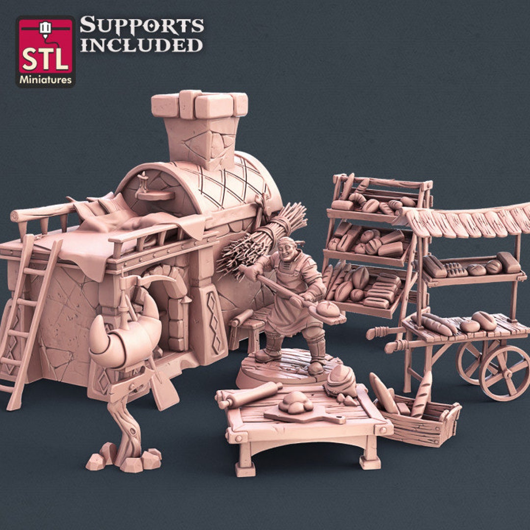 Bakery Set - Townsfolk Npcs - 32mm Scale - Unpainted Miniature for Dnd ...