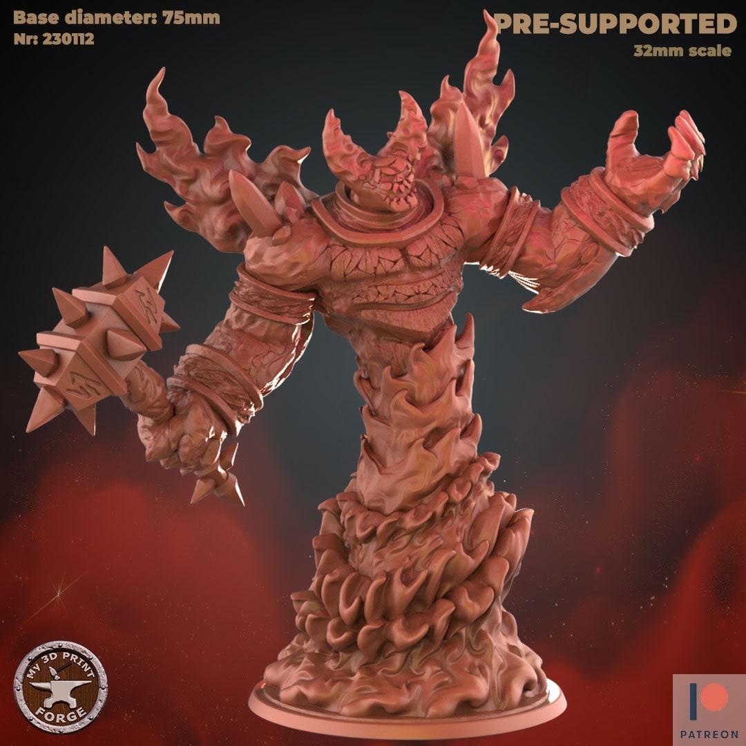 Fire Elemental Lord - 32mm Scale - Unpainted Miniature for Dnd ...