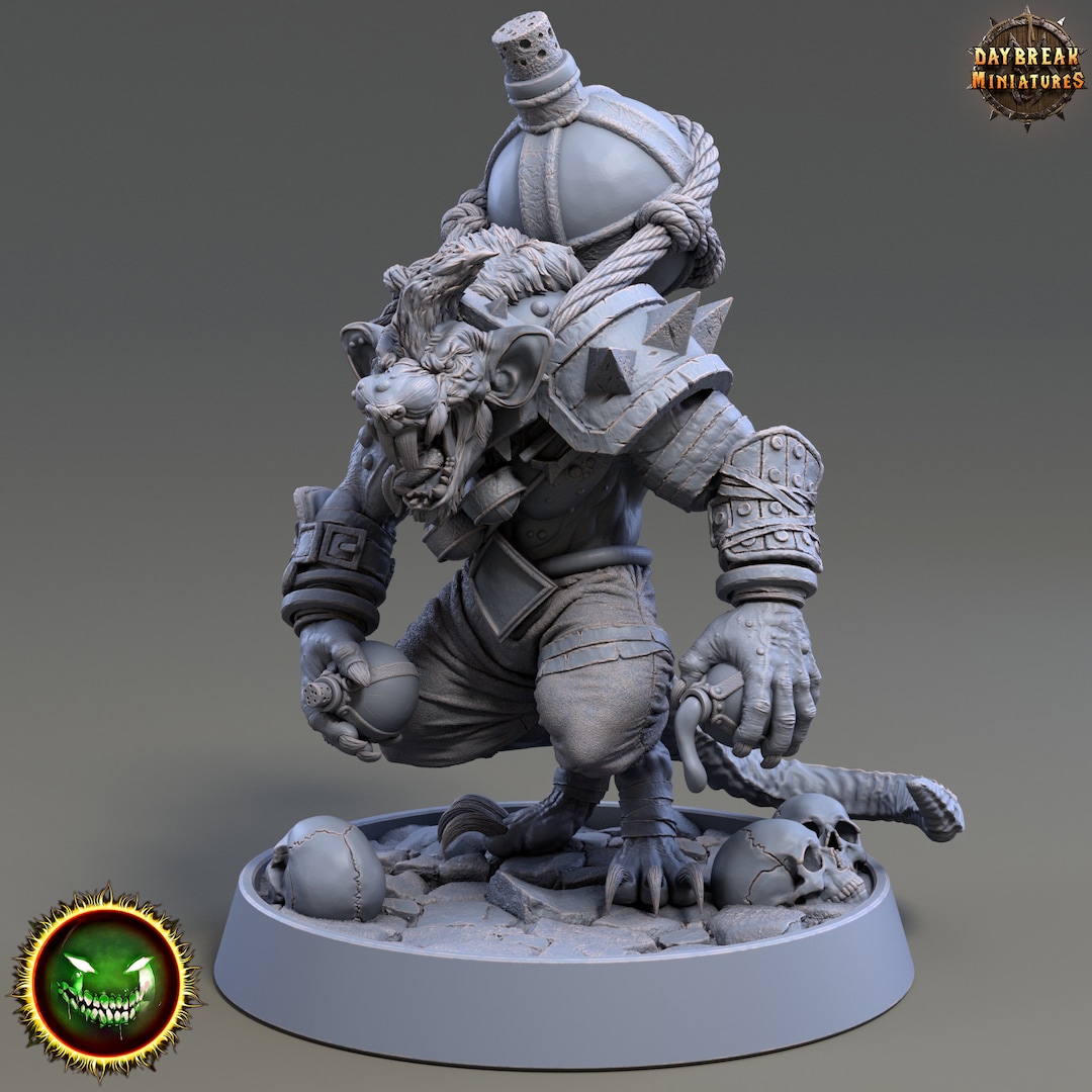 Wererat Artificer, Mozztar Foulhowl Ratman 32mm Scale Unpainted ...