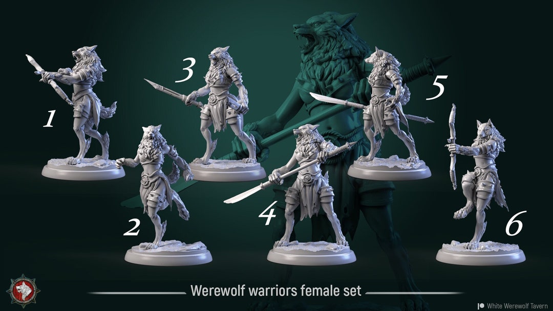 Female Werewolf Warriors - 6 Poses - Unpainted Miniature - Etsy