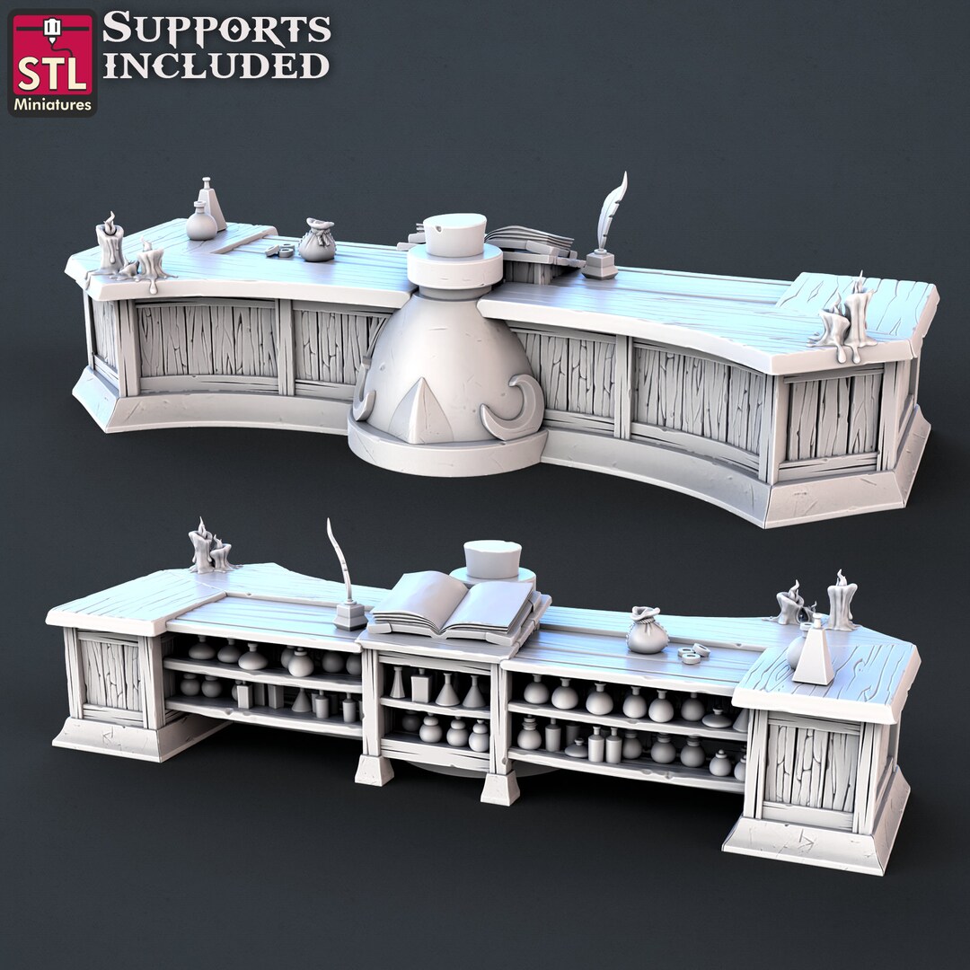 Potion Vendor Counter Apothecary Counter Unpainted Miniature - Etsy
