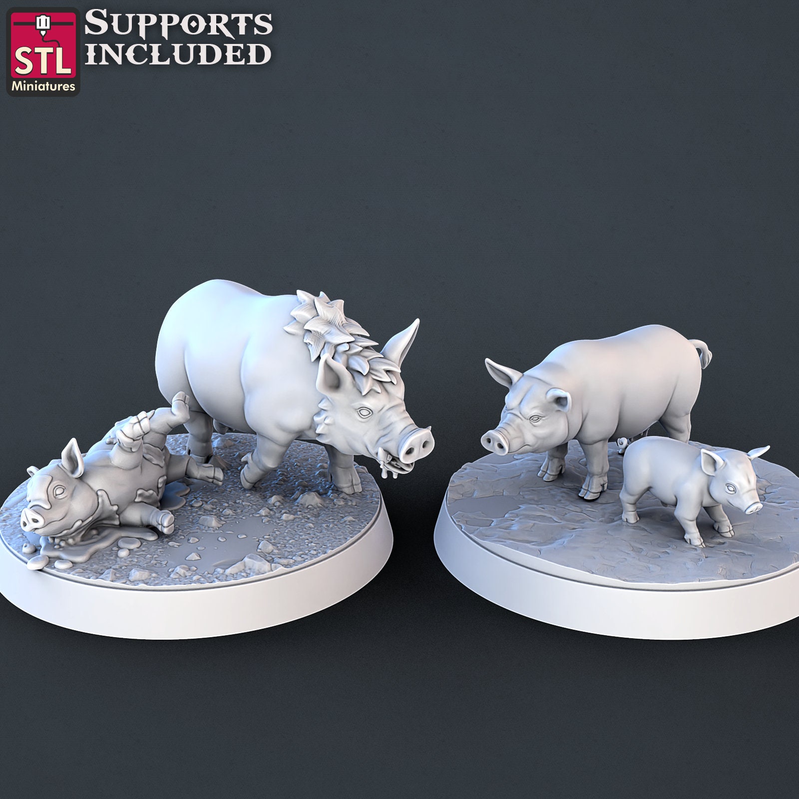 Farm Animals Miniature Set - 32mm Scale - Unpainted Miniature - Etsy