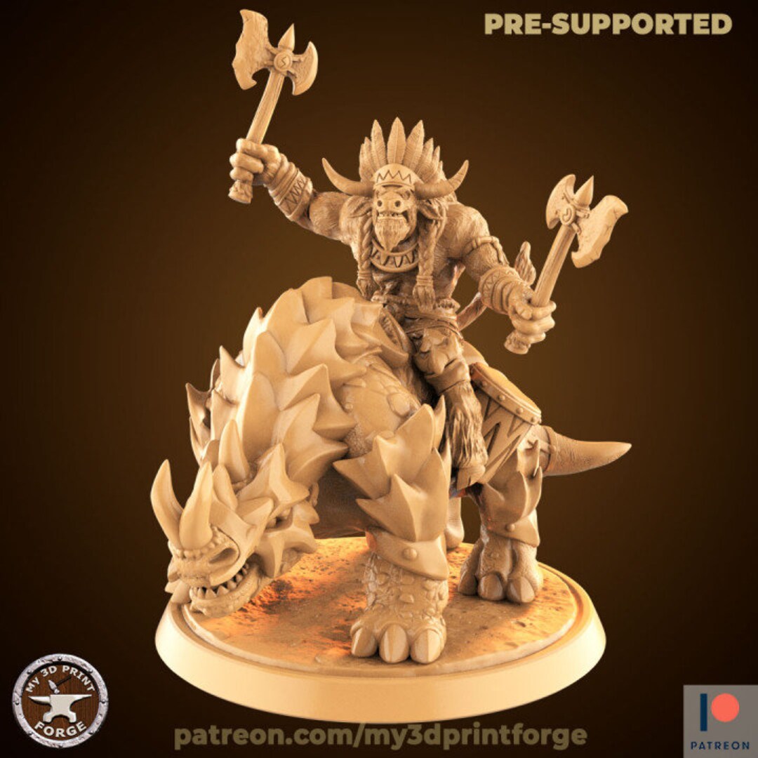 Minotaur Chieftain Mounted - 32mm Scale - Unpainted Miniature for Dnd, Pathfinder, Tabletop Rpgs ...