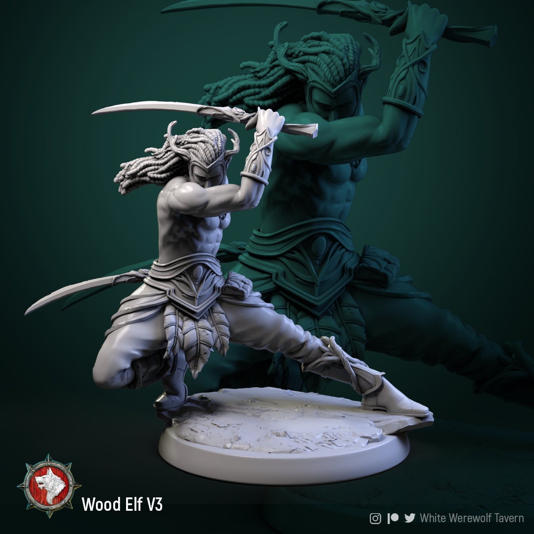 Wood Elf Fighter Unpainted Miniature - Etsy