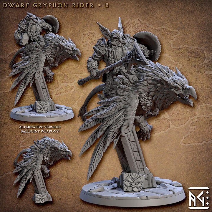 Dwarf Gryphon Riders - 4 Poses - Unpainted Miniatures - Etsy