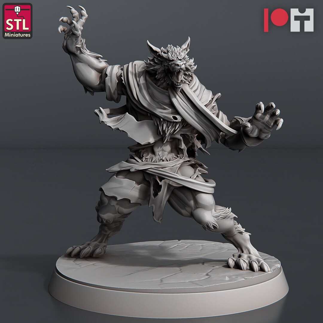 Werewolf - Pose A - 32mm Scale - Unpainted Miniature - Etsy