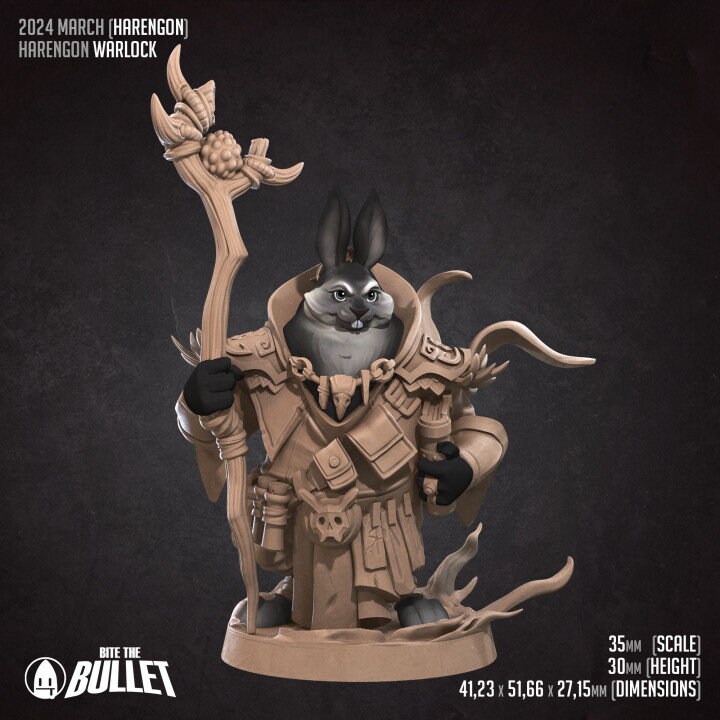 Rabbitfolk Warlock - Unpainted Miniature - Etsy