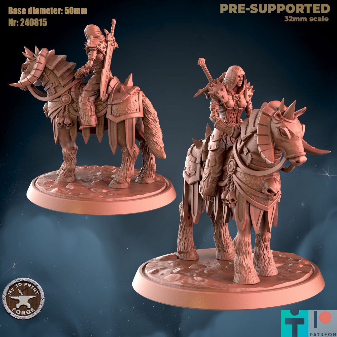 Undead Female Death Knight Mounted Unpainted Miniature - Etsy