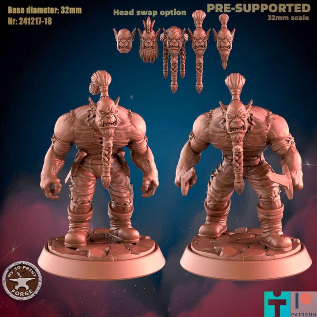 Orc Rogue, Starting Gear, 2 Poses - 32mm Scale - Unpainted Miniature ...