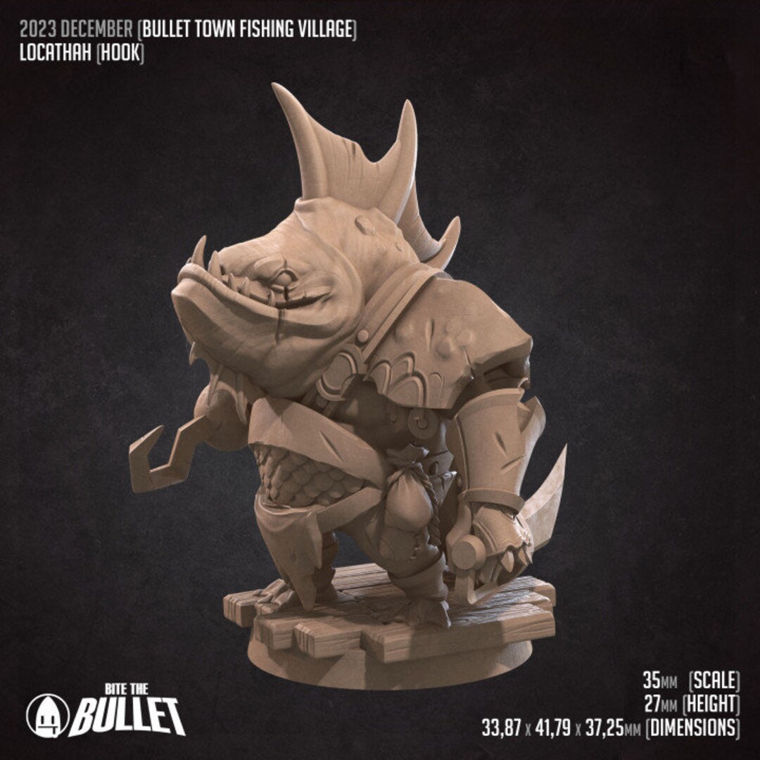 Locathah Bandit With Hook - Unpainted Miniature - Etsy