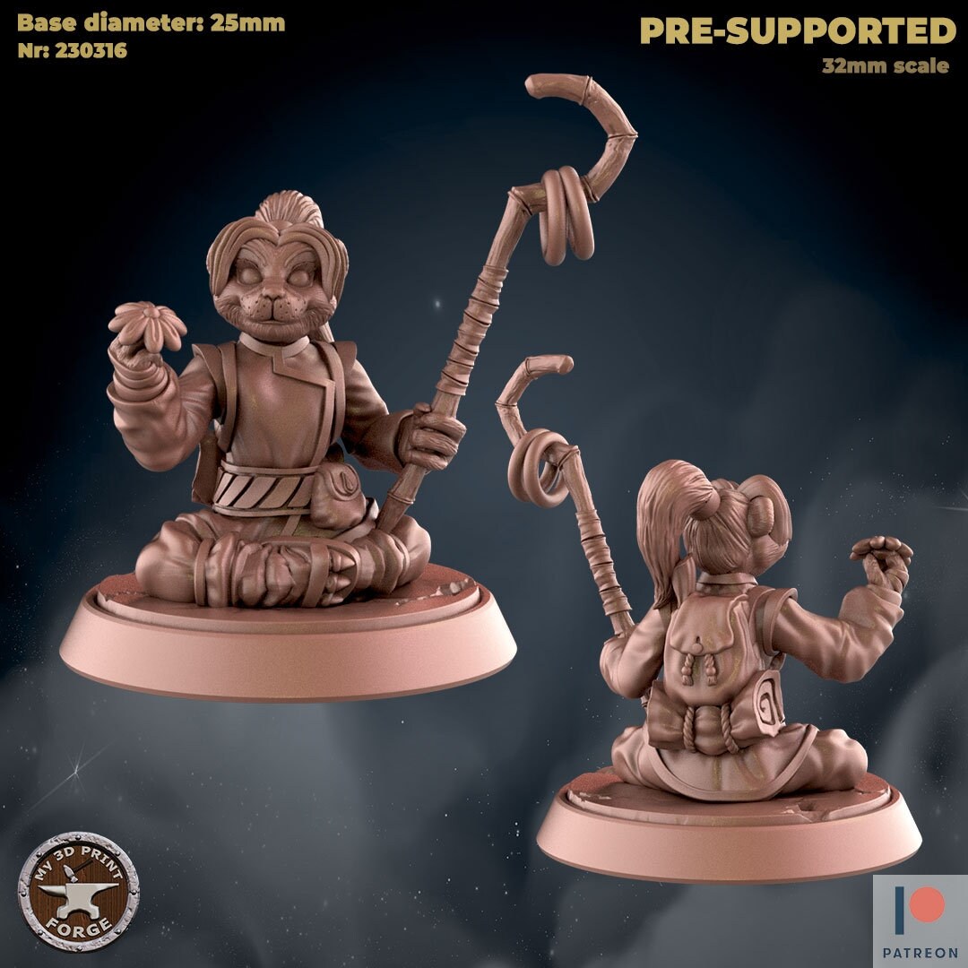Young Panda Monk - Sitting - 32mm Scale - Unpainted Miniature for Dnd ...