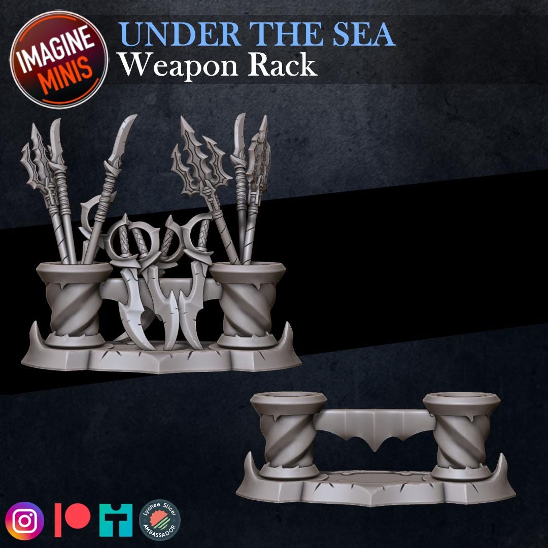 Naga Weapon Rack, Under the Sea 32mm Scale Unpainted Miniature for Dnd ...