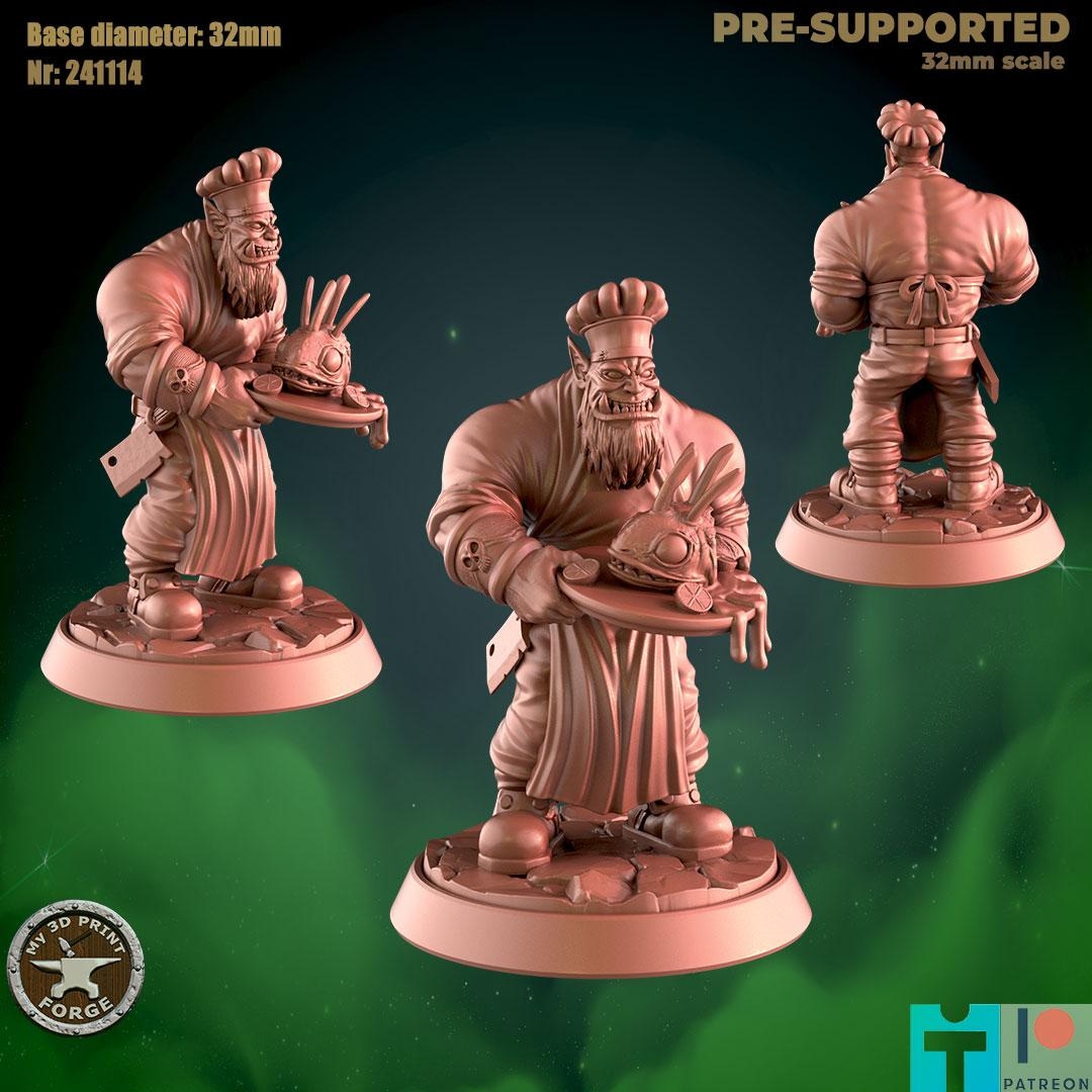 Orc Chef, With Food - 32mm Scale - Unpainted Miniature for Dnd ...
