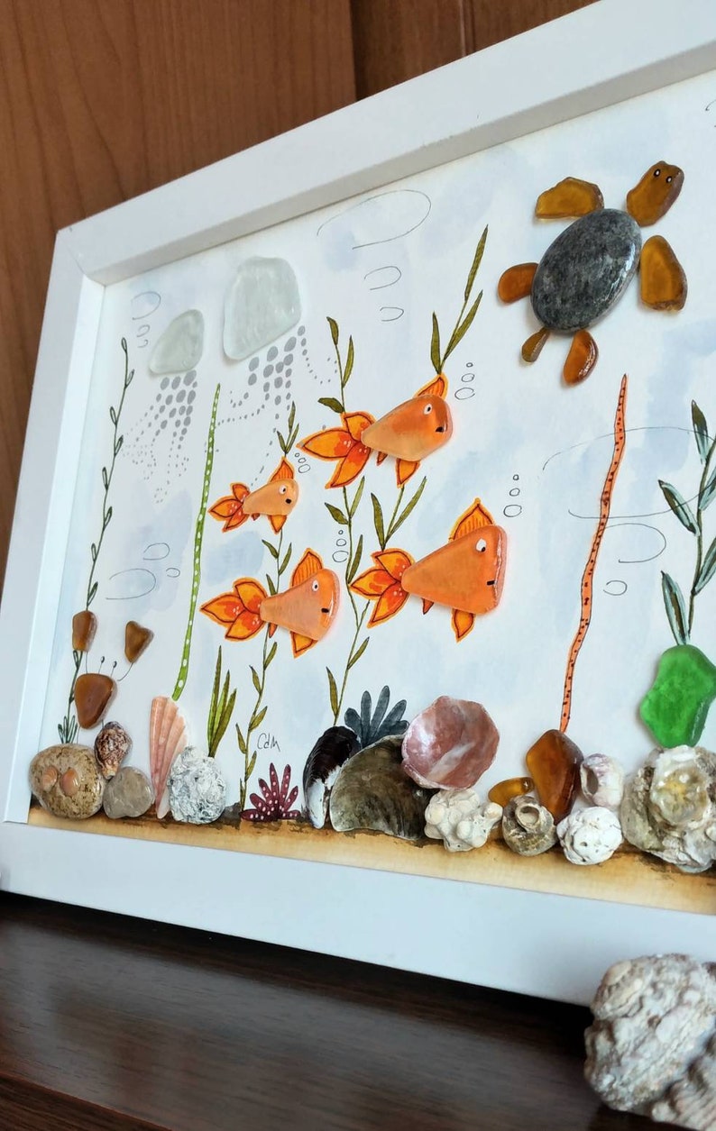 Sea Glass Art Seabed and Sea Glass Fish Marine Glass and - Etsy