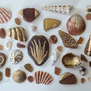 Sea Glass Art Shell Painting Unique Handmade Framed Sea - Etsy