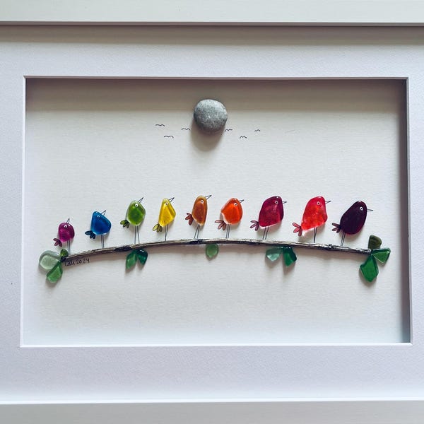 Sea Glass Rainbow Birds - Etsy