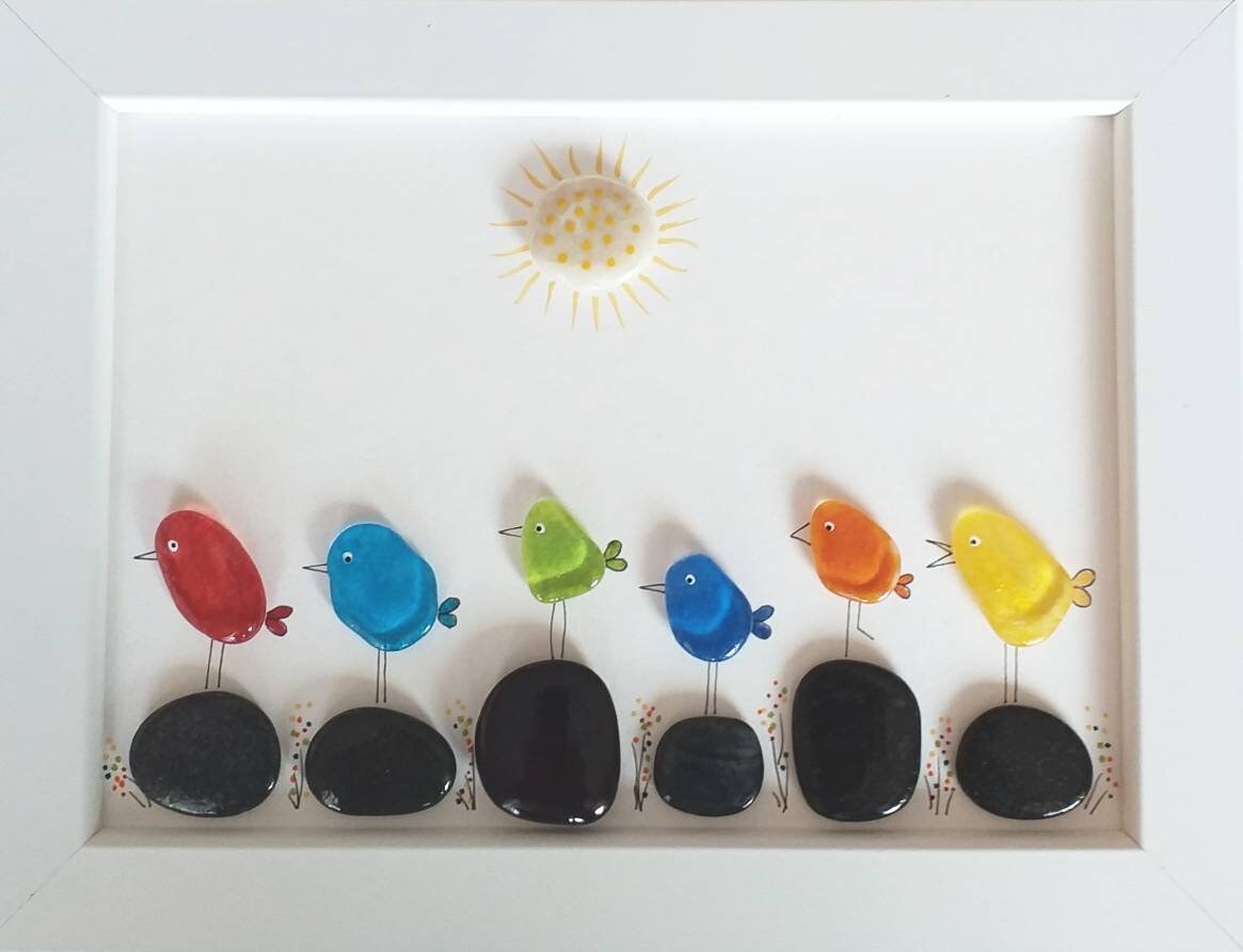 Original Colored Sea Glass Birds Sea Glass Art Colorful Etsy