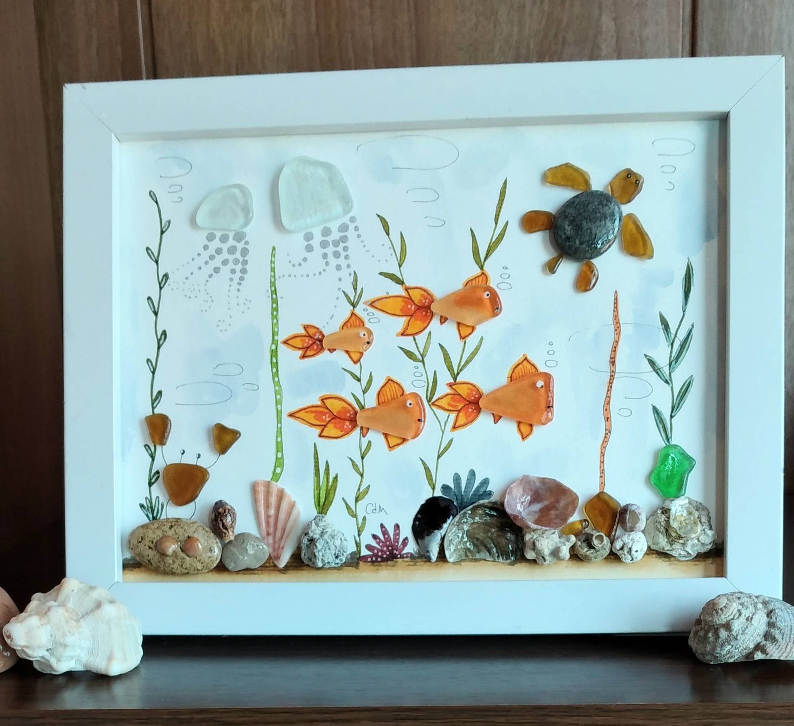 Sea Glass Art Seabed and Sea Glass Fish Marine Glass and - Etsy