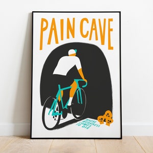 Pain Cave Cycling Print. Bike Poster Illustration Art for the Cyclist ...