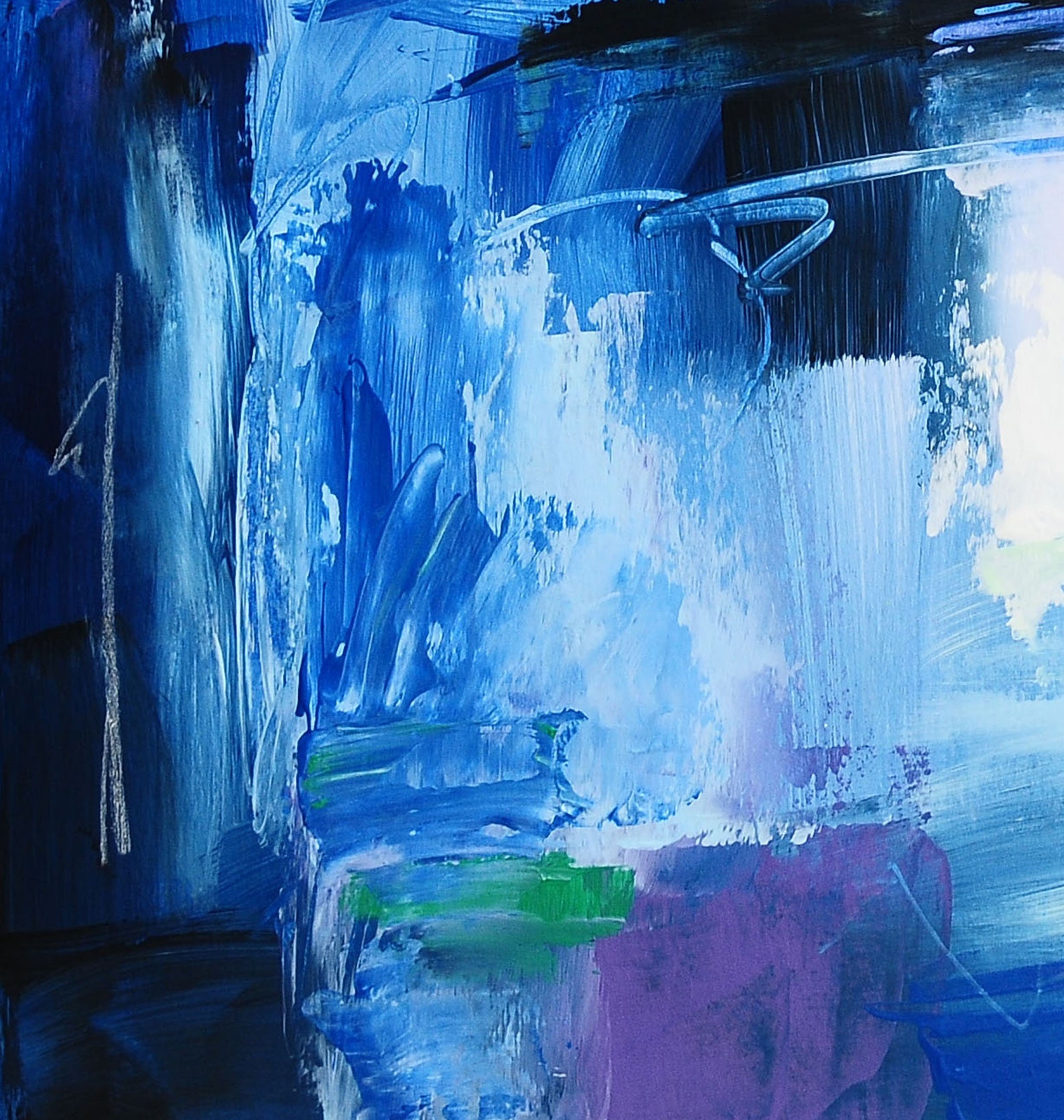 Cuadro abstracto grande colores azules Impresión en lienzo - Etsy España