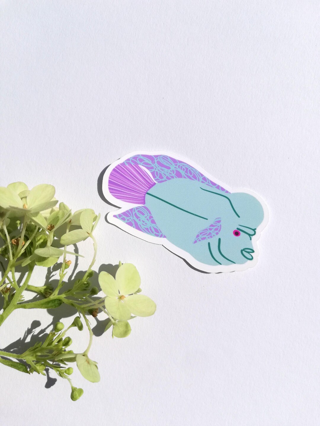FISCH Vinyl Sticker, Flowerhorn Illustration Aufkleber, Tier ...