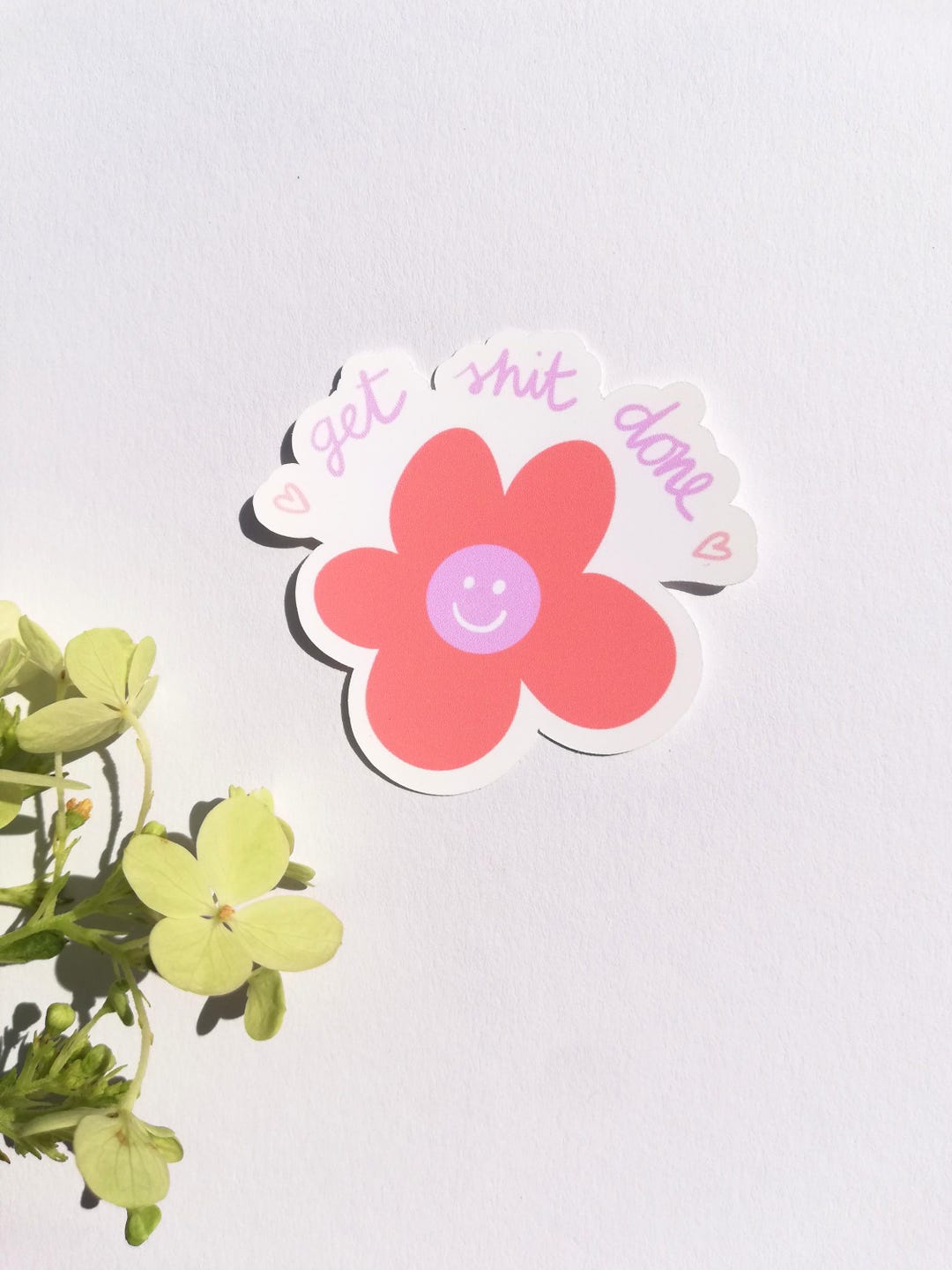 Cute Motivational GET SHIT DONE Sticker, Colorful Happy Flower Decal ...