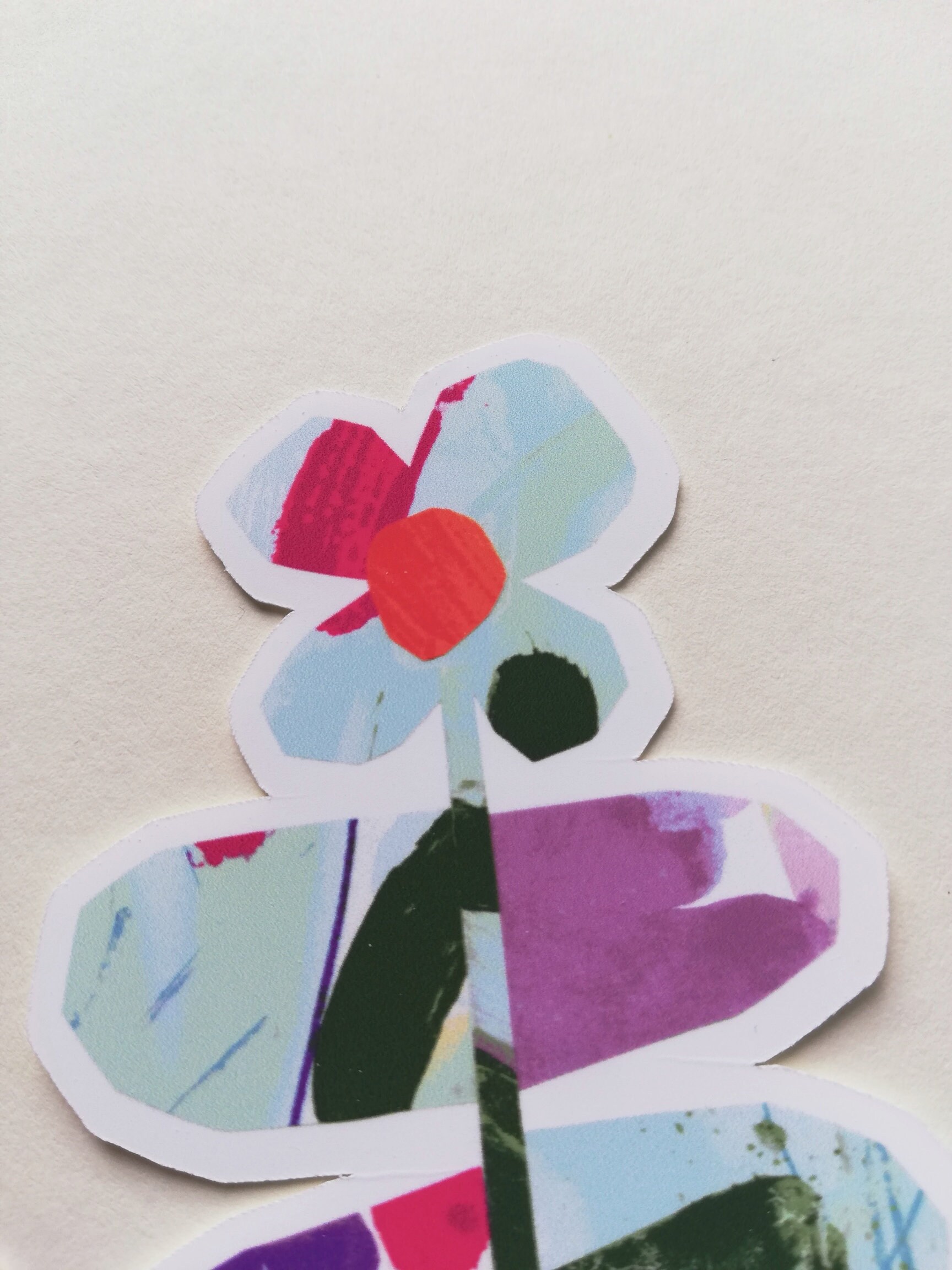 Colorful Flower Collage Art Decal, Retro Folklore Artwork Vinyl Sticker ...