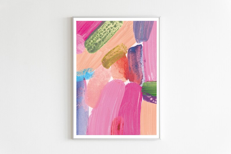 Preppy Printable Wall Art Colorful Abstract Artwork Joyful Painting ...