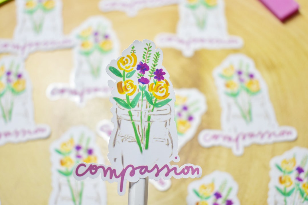 Wildflowers in a Vase Art, Compassion Sticker for Journals, Scrapbooks ...