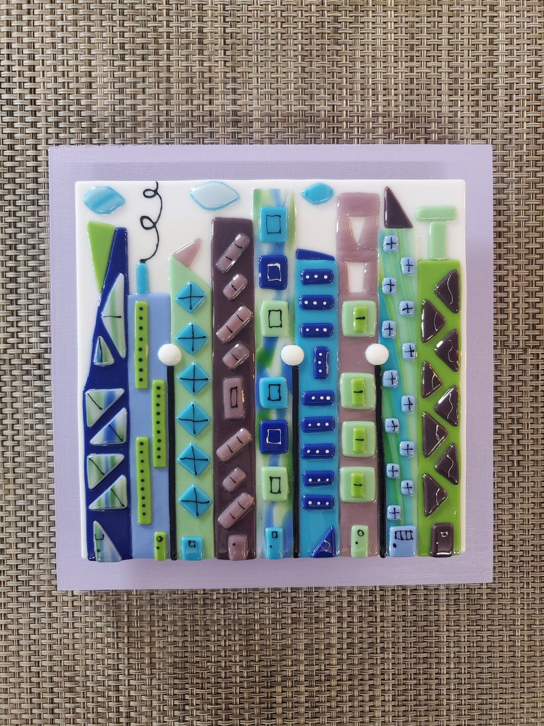 Glass Cityscape- Multicolor Fused Glass Wall Art by Gary Levin Glass # ...